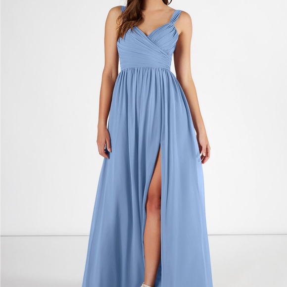 Azazie | Dresses | Steel Blue Azazie Aziza Bridesmaid Dress | Poshmark